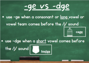 The ge and dge spelling rule » New Paltz Multisensory