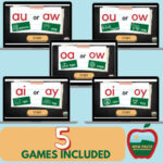 Digital Phonics Games for Long Vowel Teams OI/OY, AI/AY, OA/OW, AU/AW ...